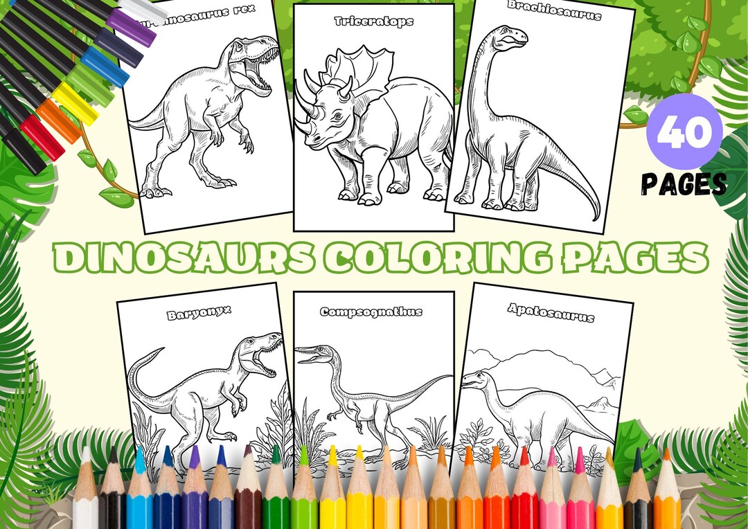 40 Dinosaurs Coloring Pages for Kids: Explore Prehistoric Creatures ...