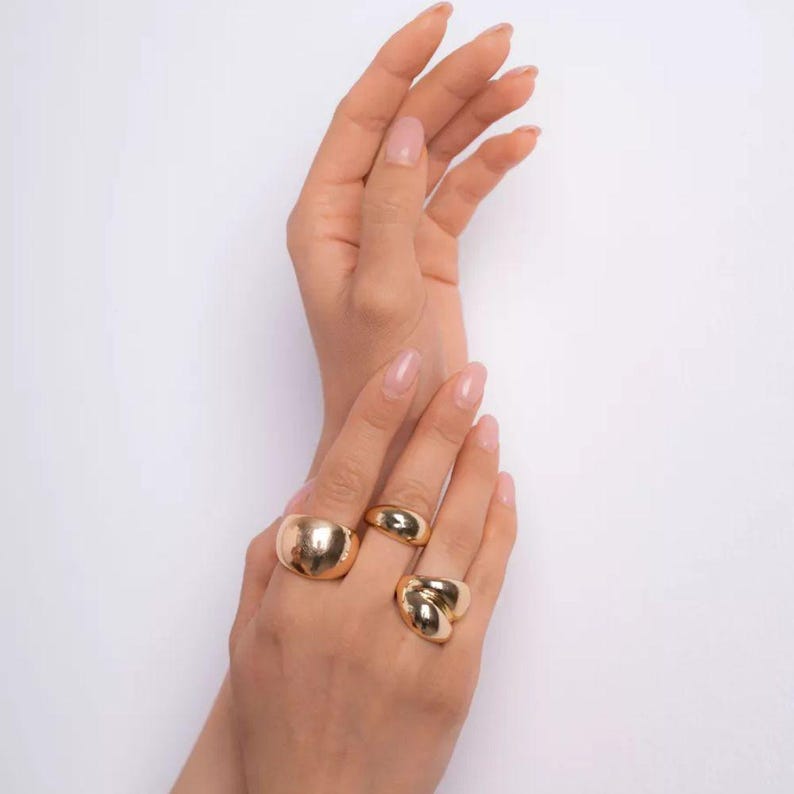 Ring Chunky, Gold Ring Set, Domb Ring, Dainty Gold Ring, Open Ring ...