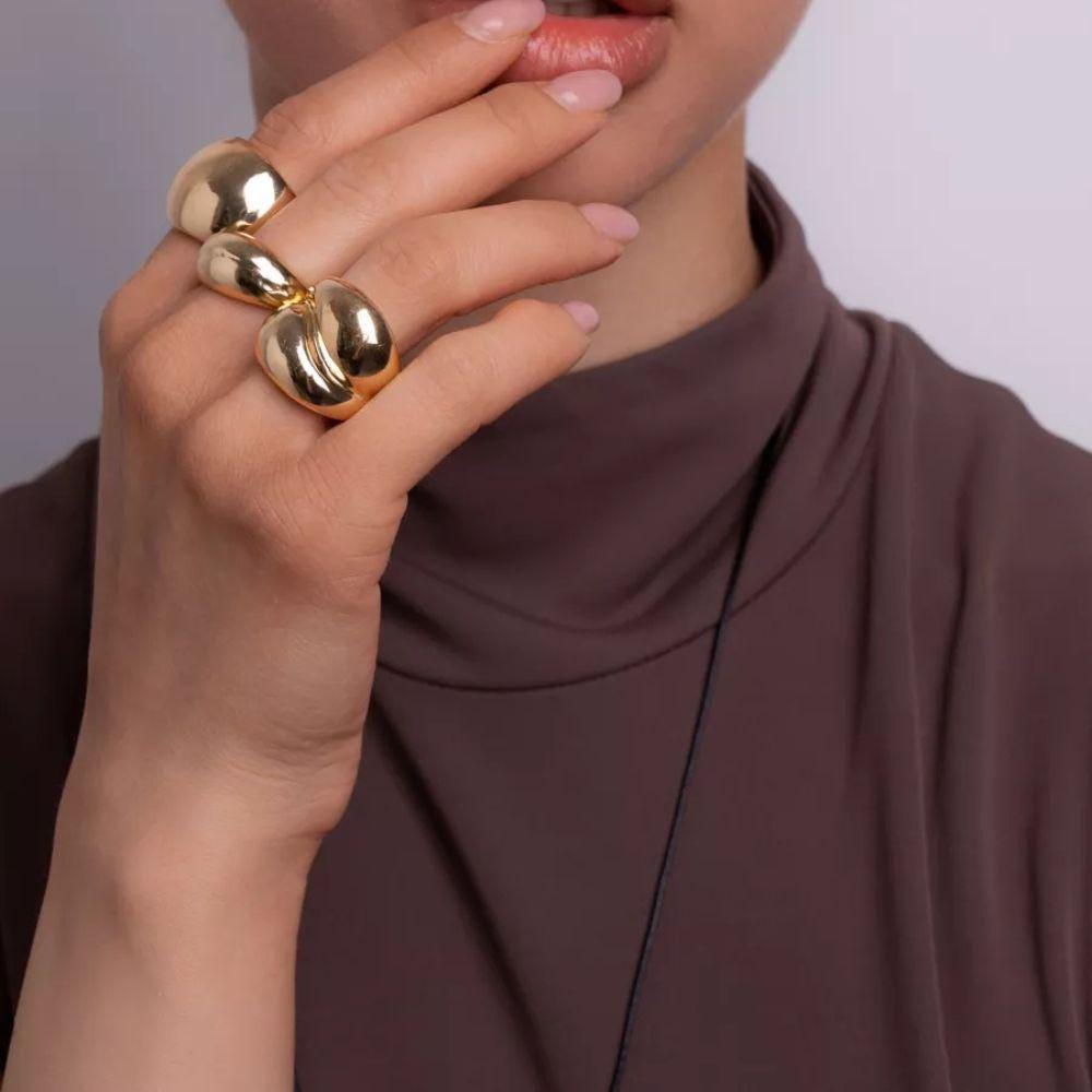 Ring Chunky, Gold Ring Set, Domb Ring, Dainty Gold Ring, Open Ring ...