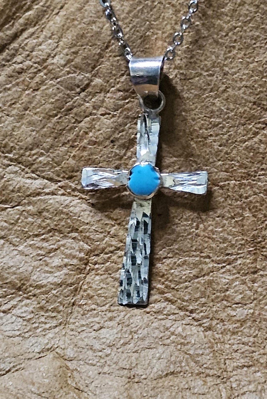 Very Unique Handcrafted Diamond Cut Sterling Silver Cross Necklace ...