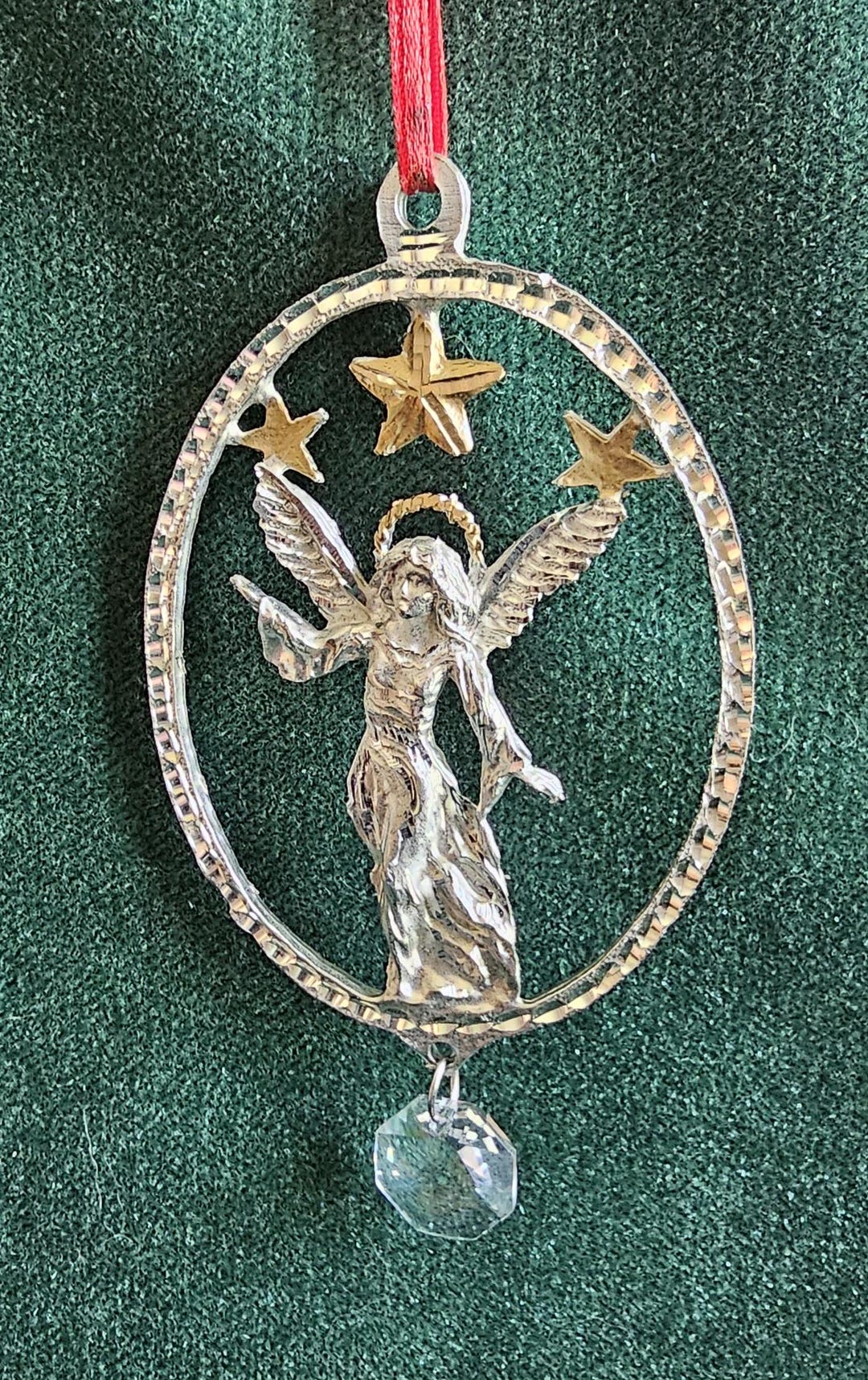 Angel With Stars Silver Pewter Christmas Ornament - Etsy