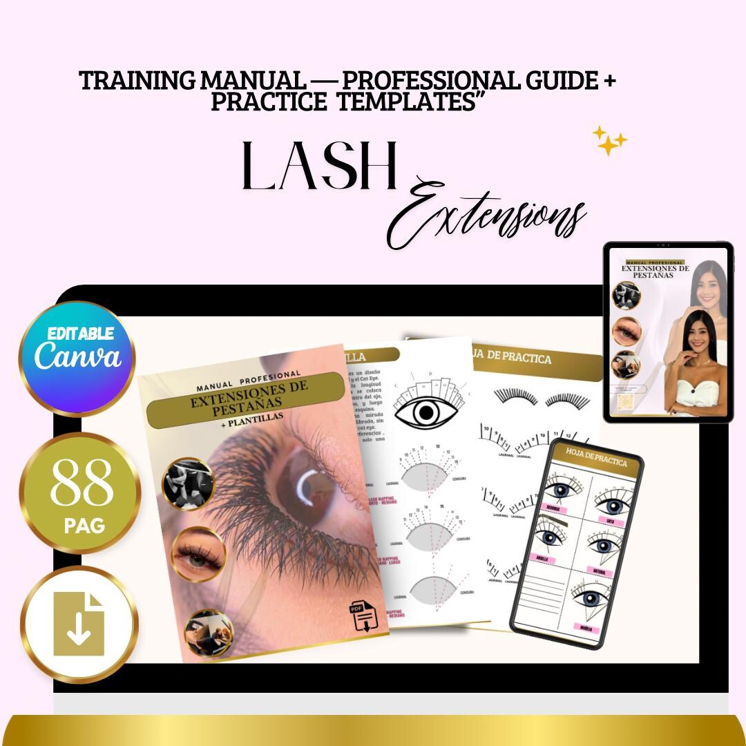 Lash Extension Training Manual + Practice Sheets | Eyelash Extensions ...