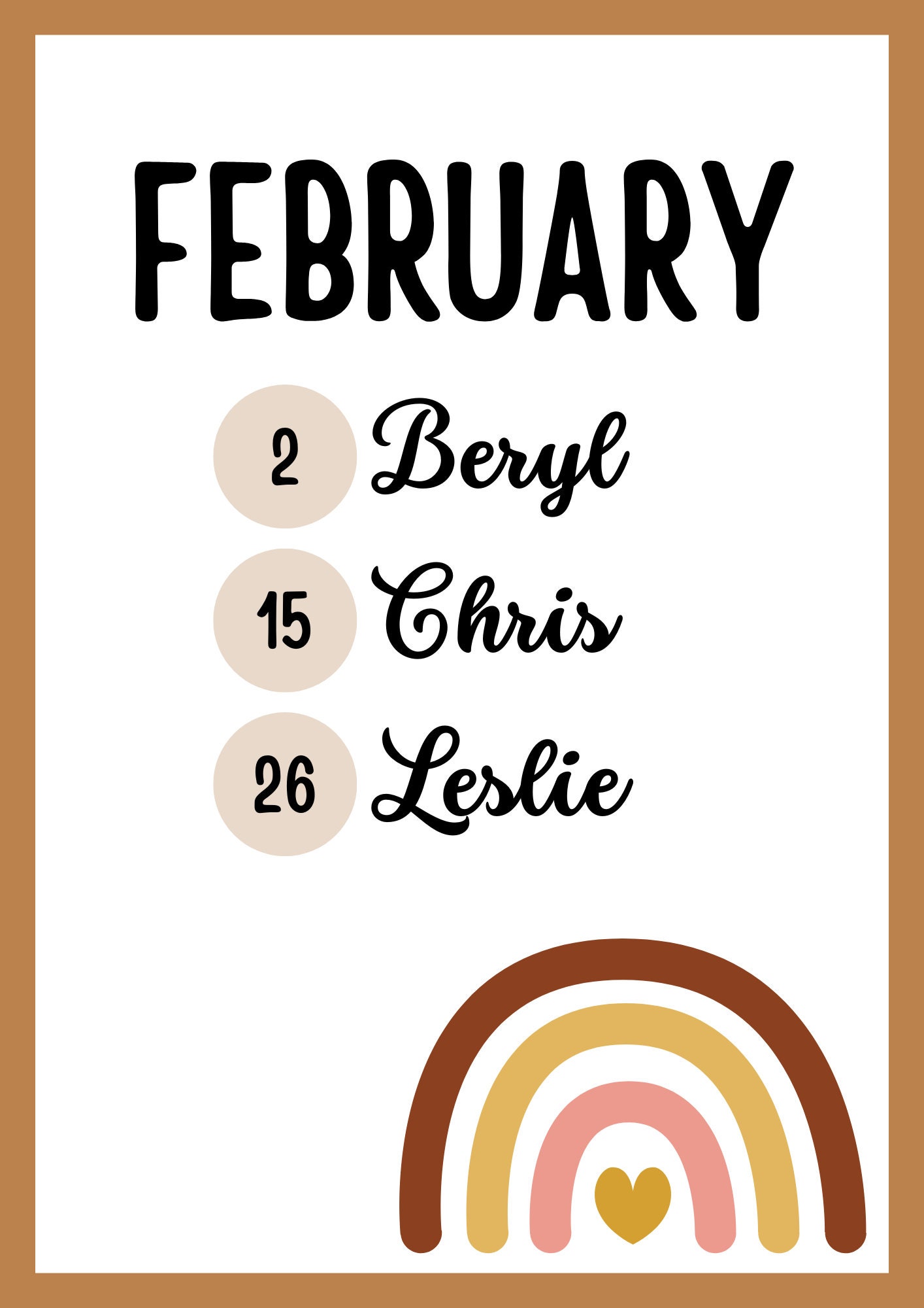 Custom Modern Boho Birthday Chart - Etsy