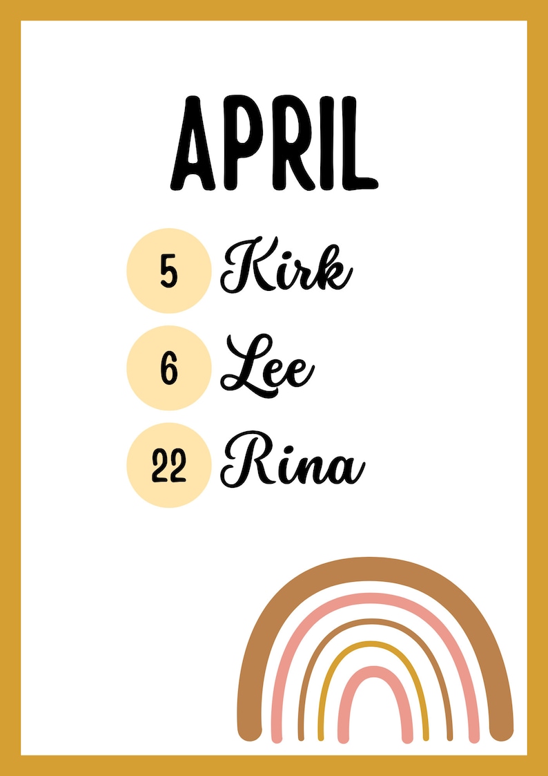 Custom Modern Boho Birthday Chart - Etsy