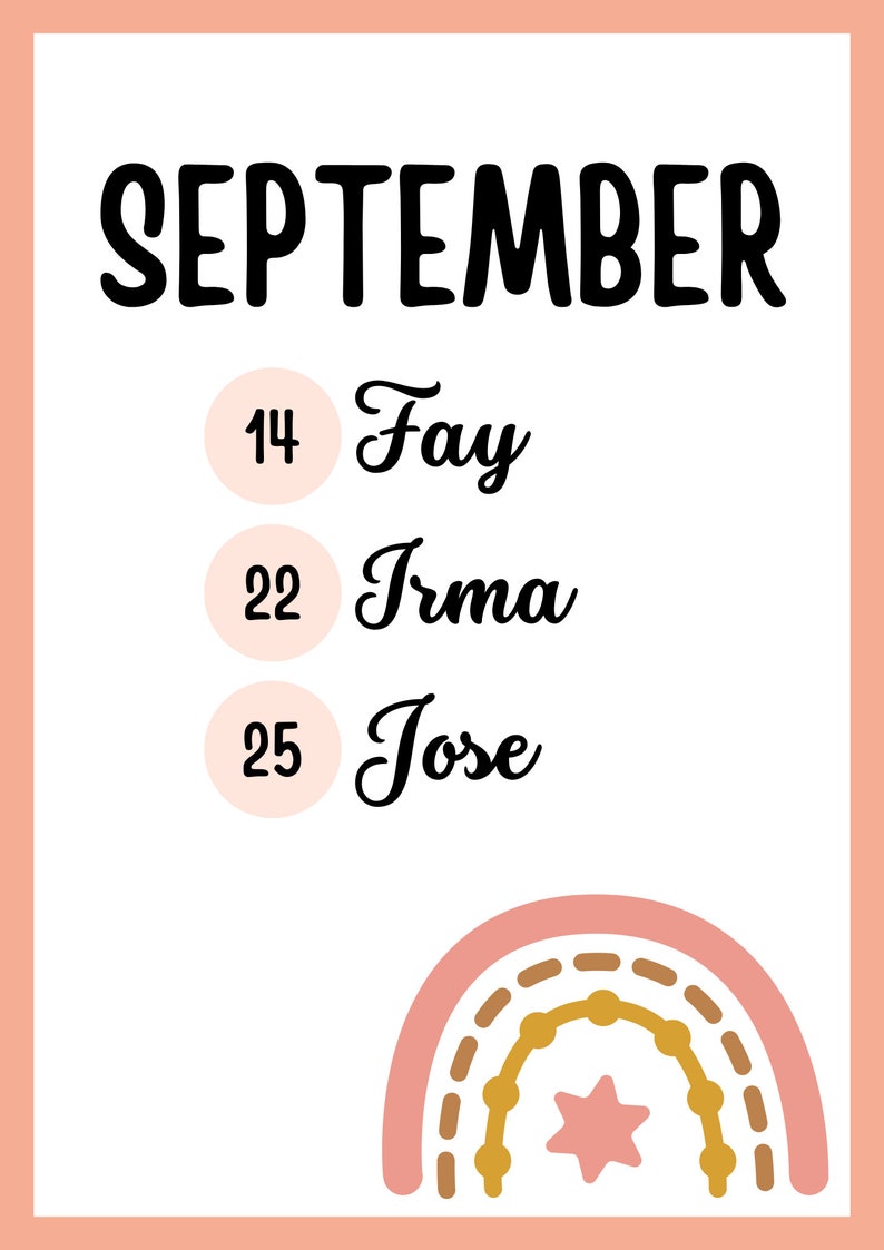Custom Modern Boho Birthday Chart - Etsy