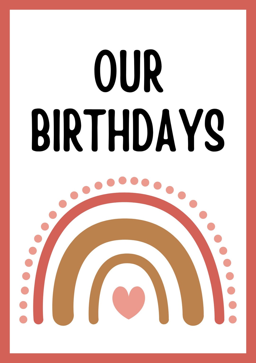 Custom Modern Boho Birthday Chart - Etsy