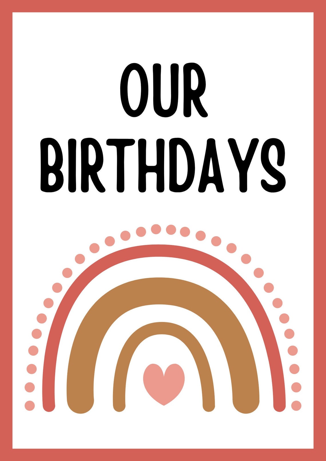 Custom Modern Boho Birthday Chart - Etsy