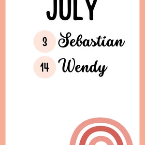 Custom Modern Boho Birthday Chart - Etsy