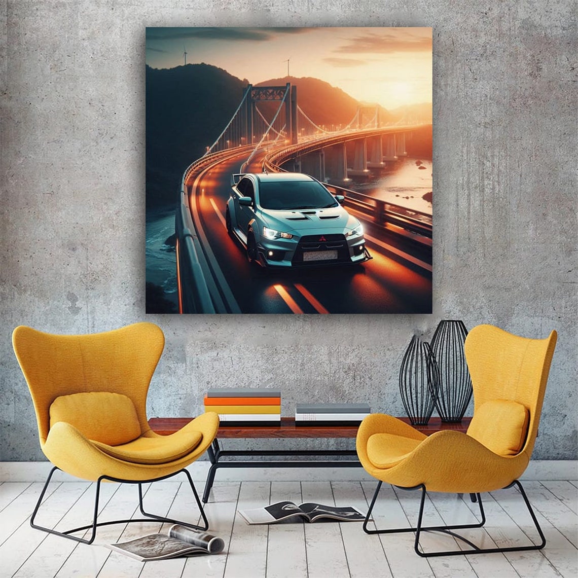 Poster Mitsubishi Lancer Evolution evo Bridge 2 Canvas Painting Print ...