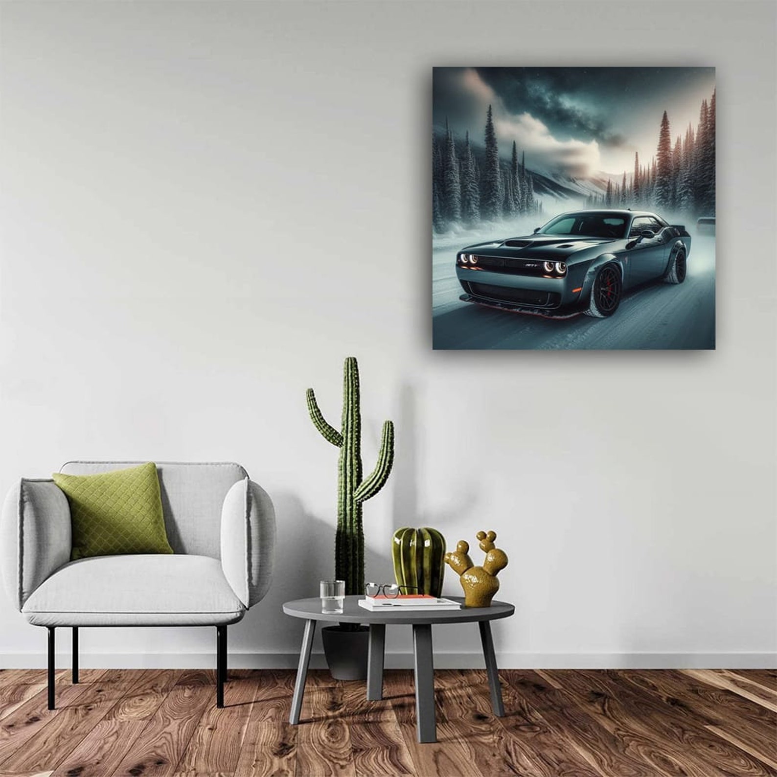Poster Dodge Challenger Srt Hellcat Winter 2 Canvas Painting Print & T ...