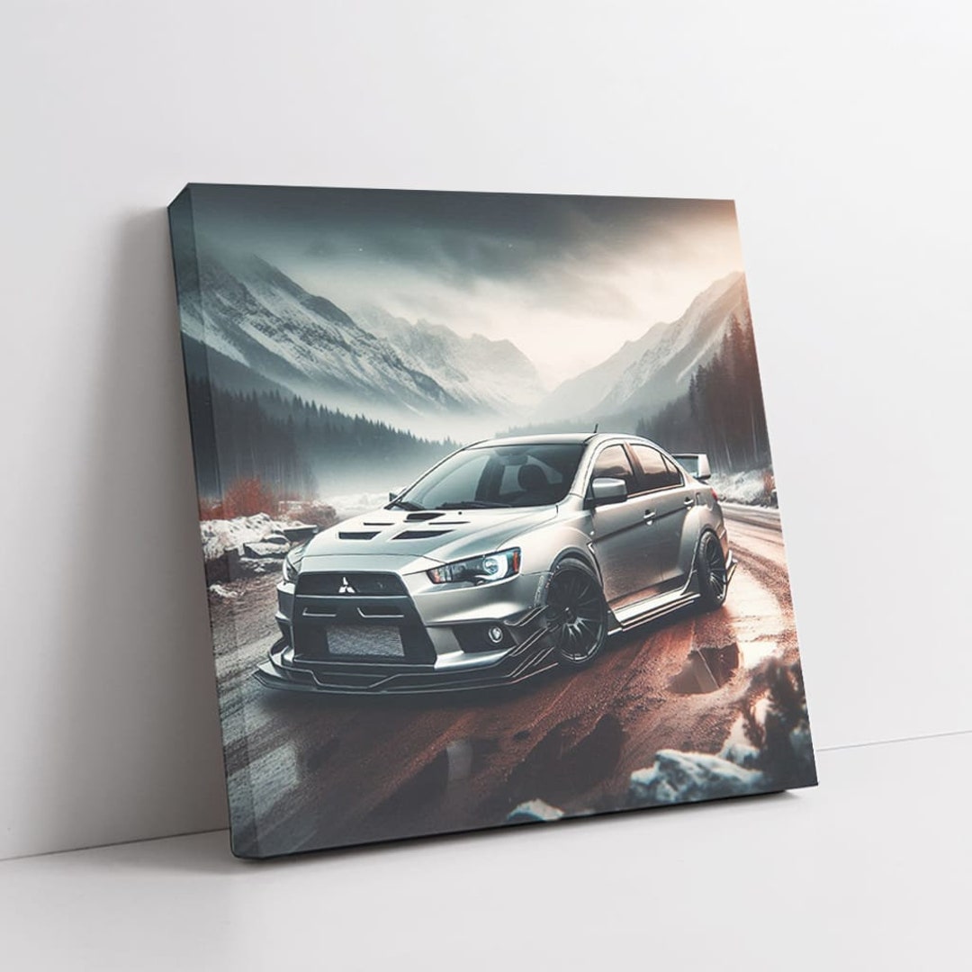 Poster Mitsubishi Lancer Evolution evo Canyon 2 Car Art Vehicle Wall ...