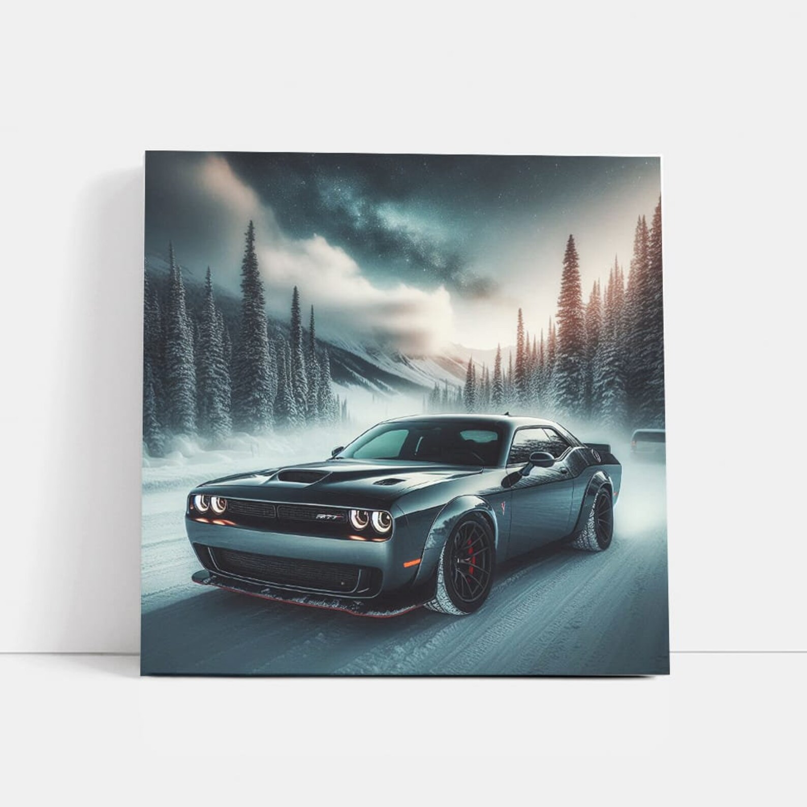 Poster Dodge Challenger Srt Hellcat Winter 2 Canvas Painting Print & T ...