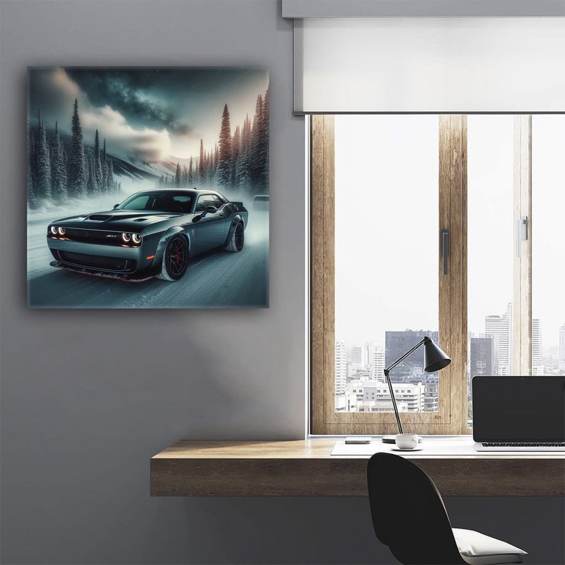 Poster Dodge Challenger Srt Hellcat Winter 2 Canvas Painting Print & T ...