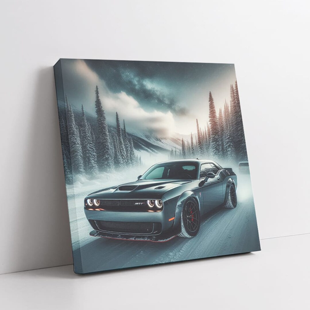 Poster Dodge Challenger Srt Hellcat Winter 2 Canvas Painting Print & T ...