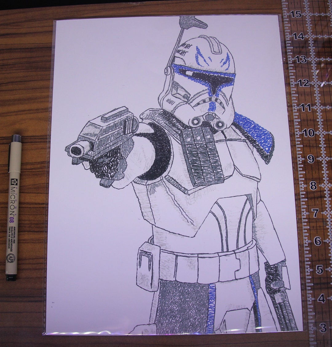 Captain Rex Word Art Portrait Original Drawing and Print - Etsy