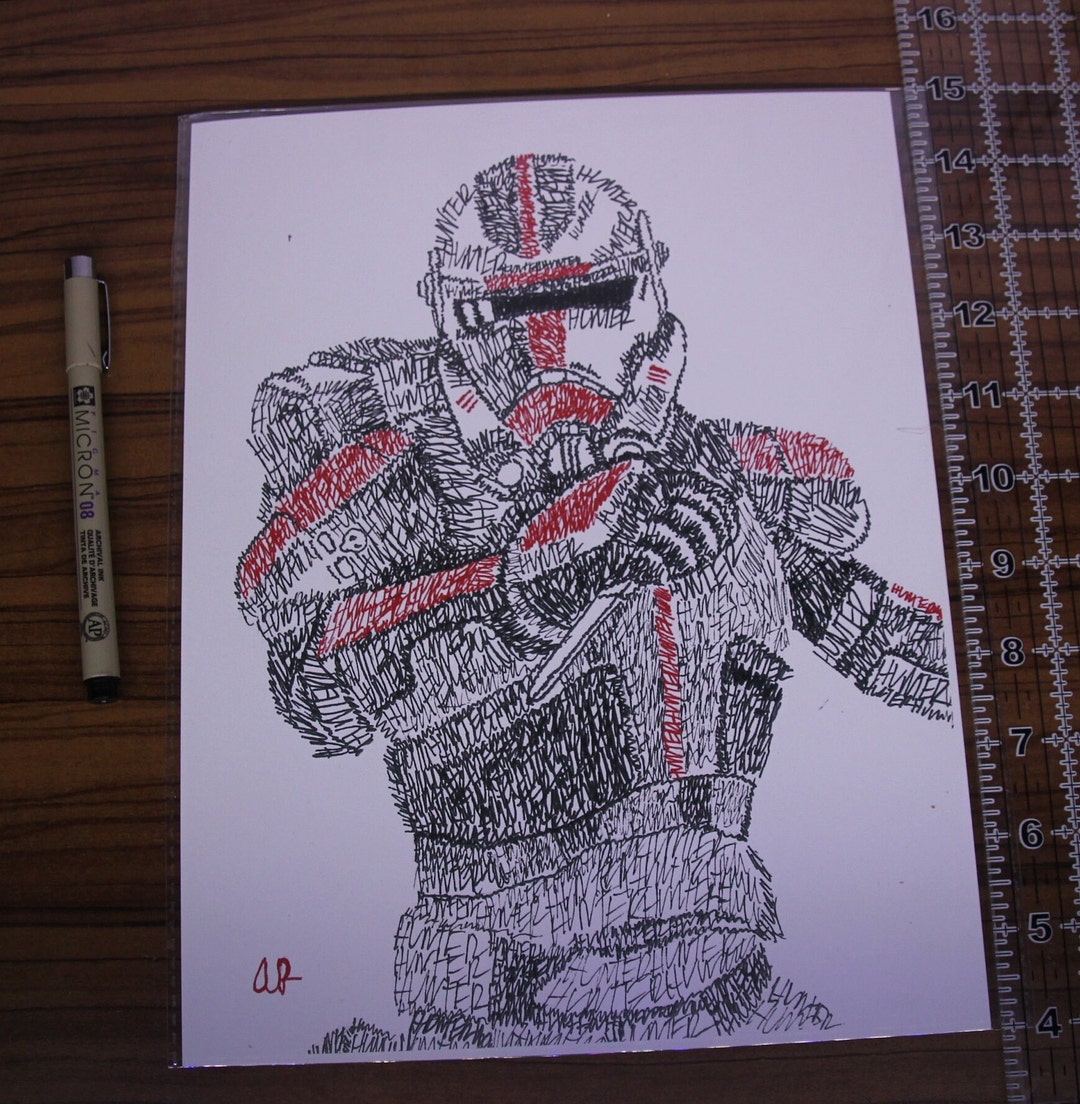 Hunter Word Art Portrait Print and Original Drawing - Etsy