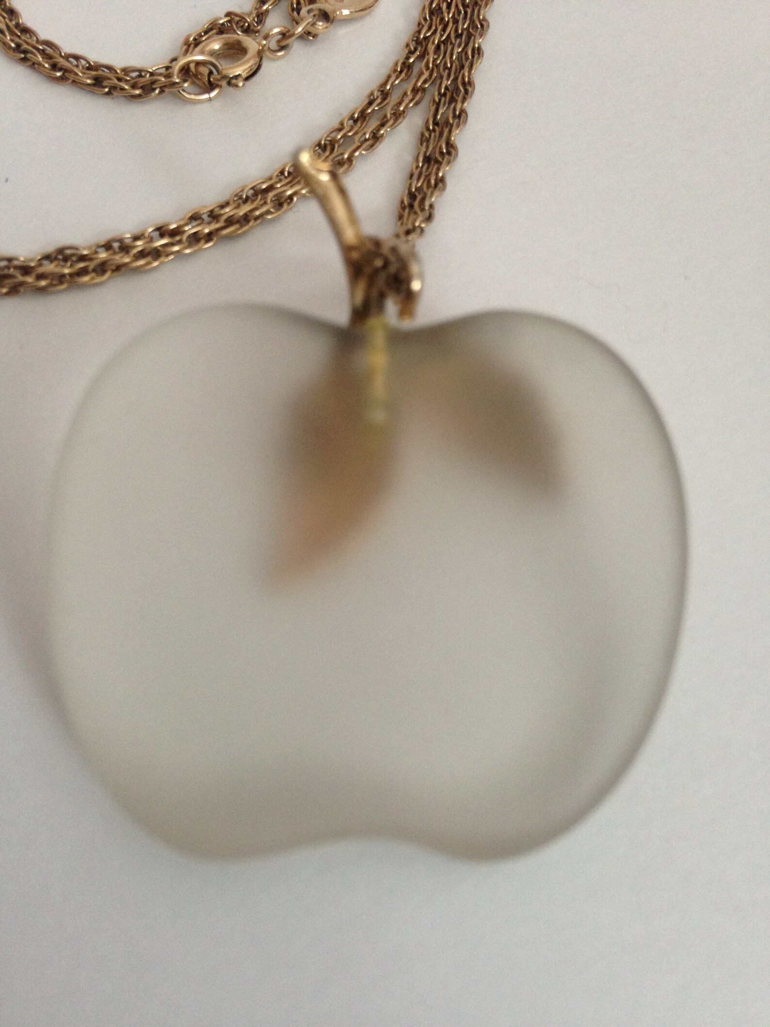 Vintage Avon Frosted Glass Apple Pendant Necklace - Etsy