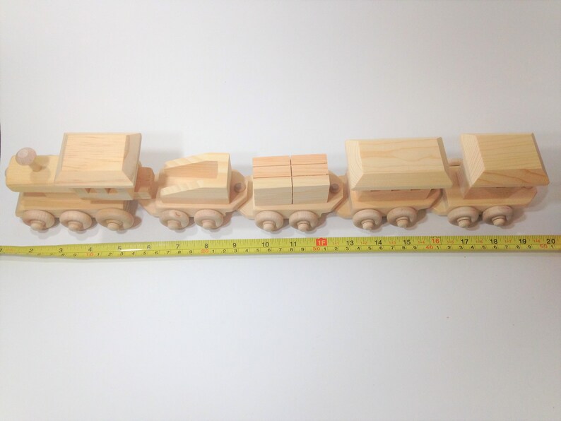 Handmade Wooden Train Set Wood Engine Coal Car Flat Bed Passenger Car ...