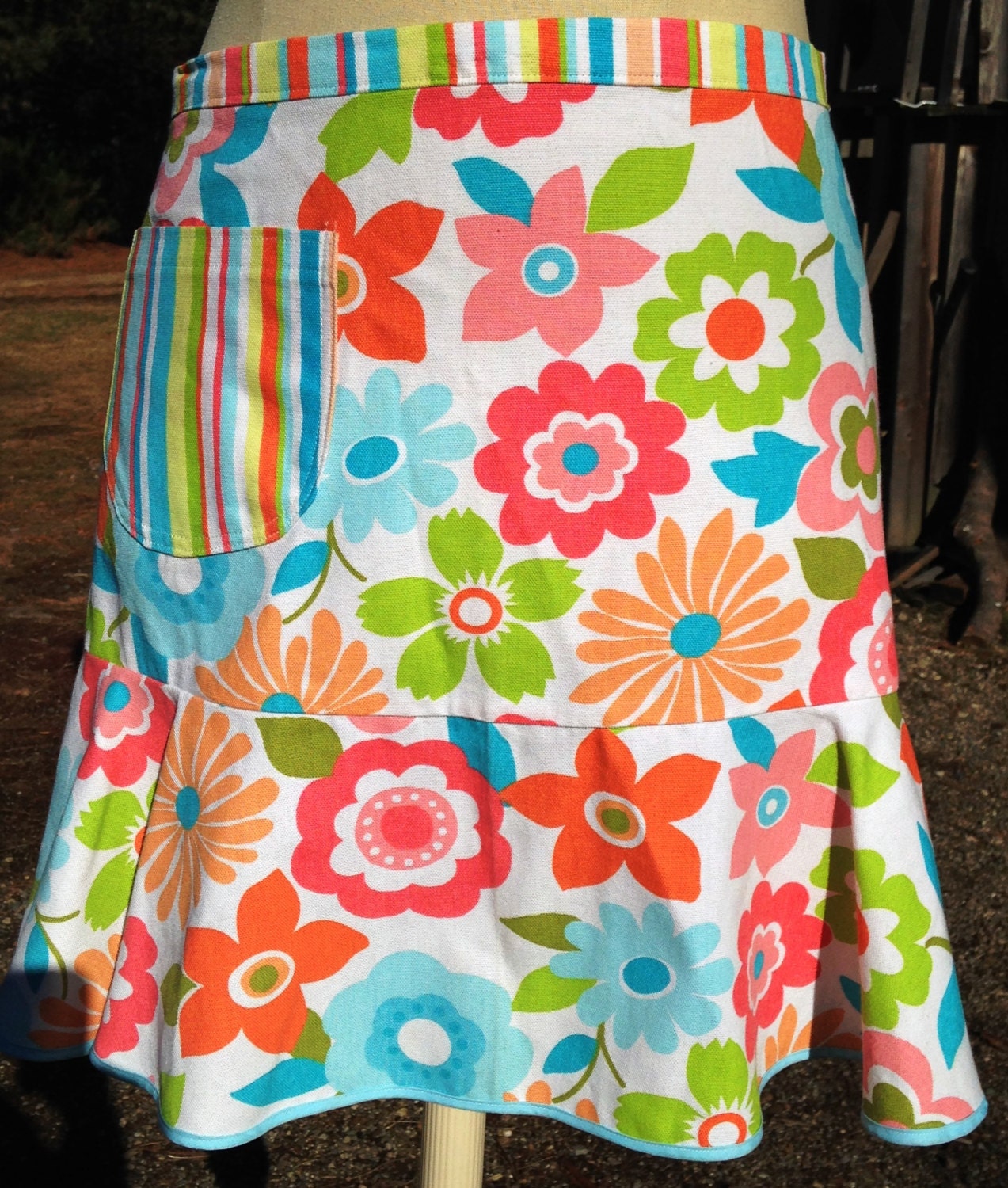 Vibrant Funky Floral Half Apron With Flair Ready for Spring - Etsy