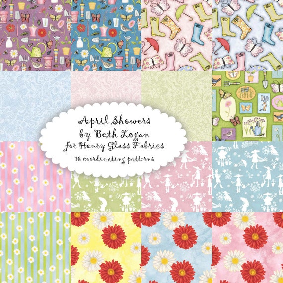 April Showers cotton fabric by the yard | Etsy