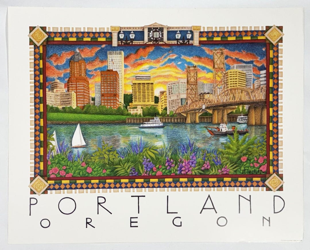 Portland Oregon Lithograph Print - Etsy