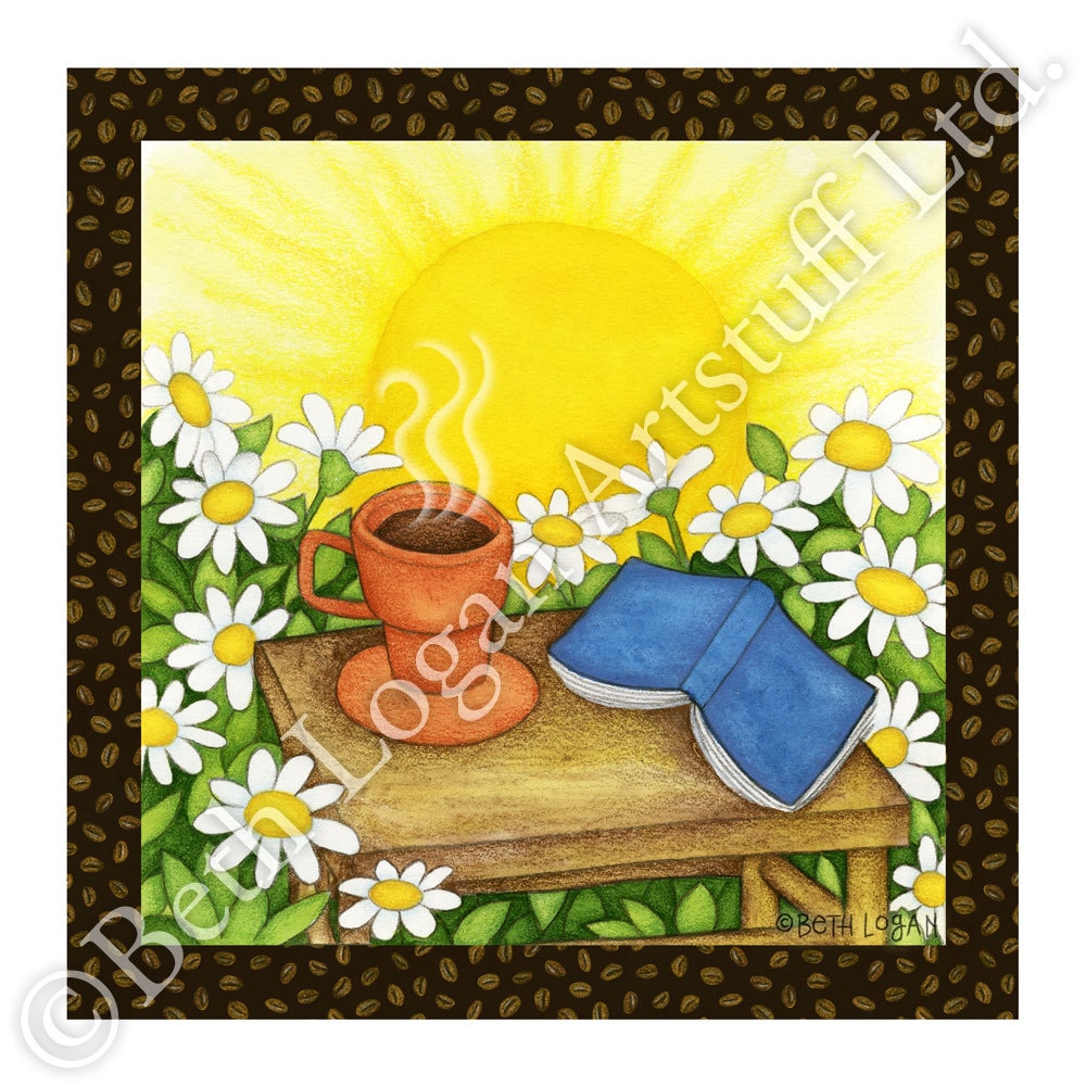 Morning Coffee and Daisies Original Art Print - Etsy