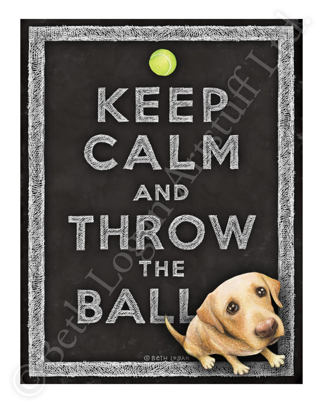 Keep Calm and Throw the Ball - Original Art Print - Etsy