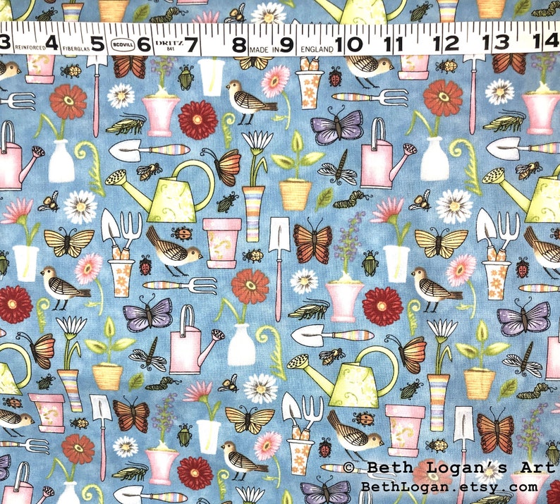 April Showers Garden Tools Cotton Fabric by the Yard - Etsy