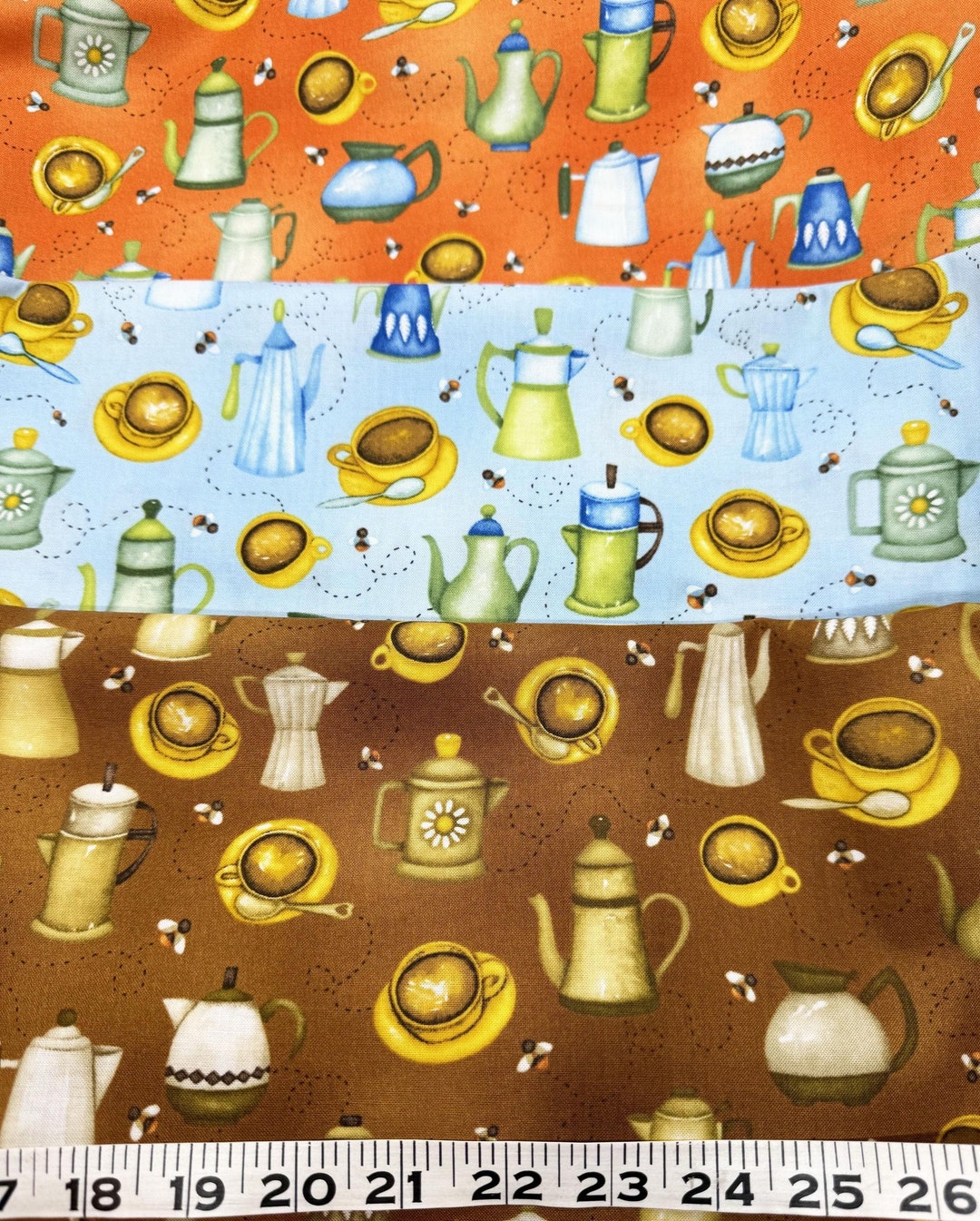 Coffee Pots - Good Morning Sunshine - Cotton Fabric by the Yard - Etsy