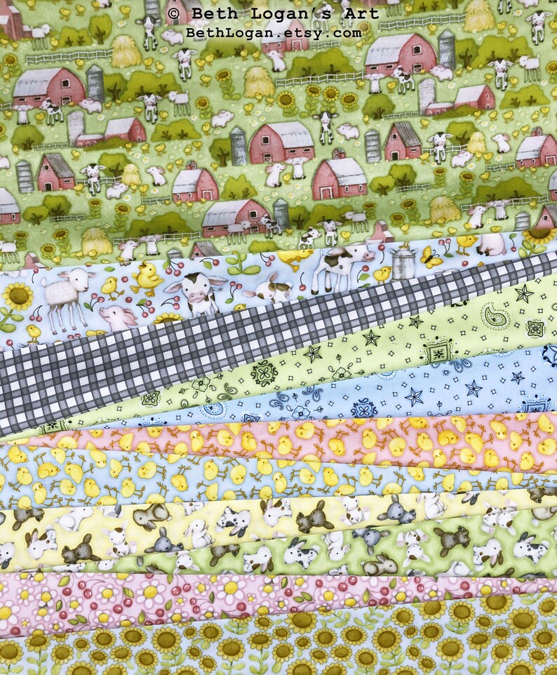 Farm Babies Fabric Coordinating Patterns Cotton Fabric by the Yard - Etsy