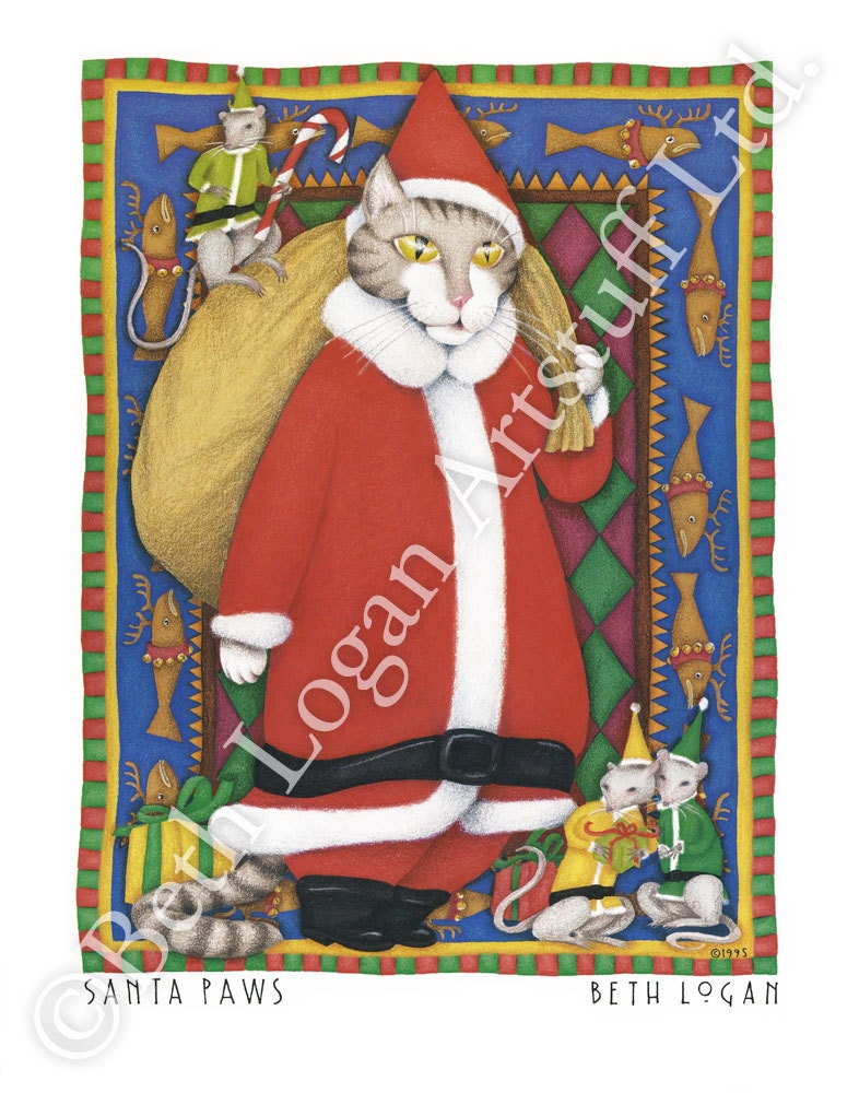 Santa Paws 11X14 Art Print - Etsy