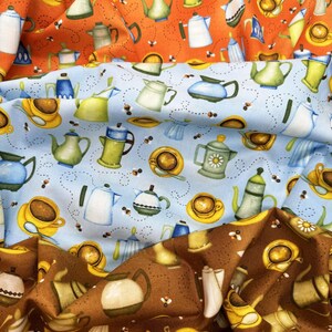 Coffee Pots - Good Morning Sunshine - Cotton Fabric by the Yard - Etsy