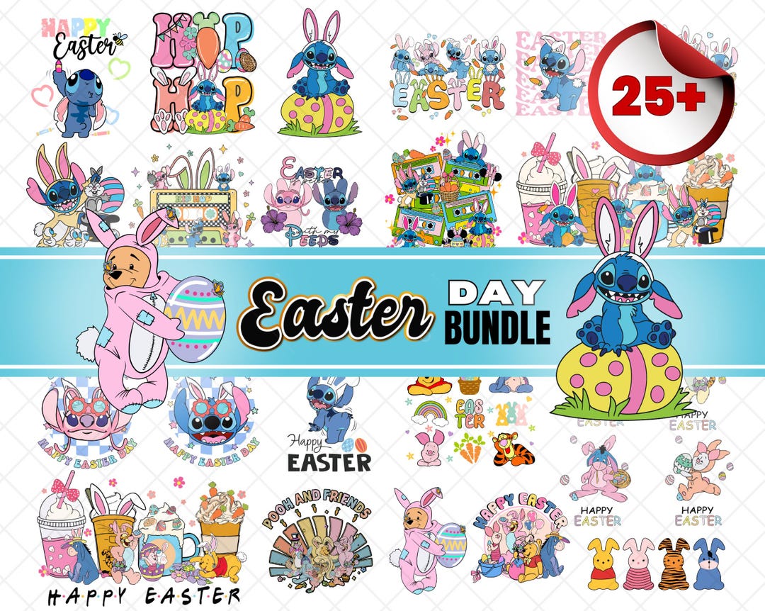Yellow Bear and Blue Alien Happy Easter Day Bundle, Easter Day SVG Mega ...