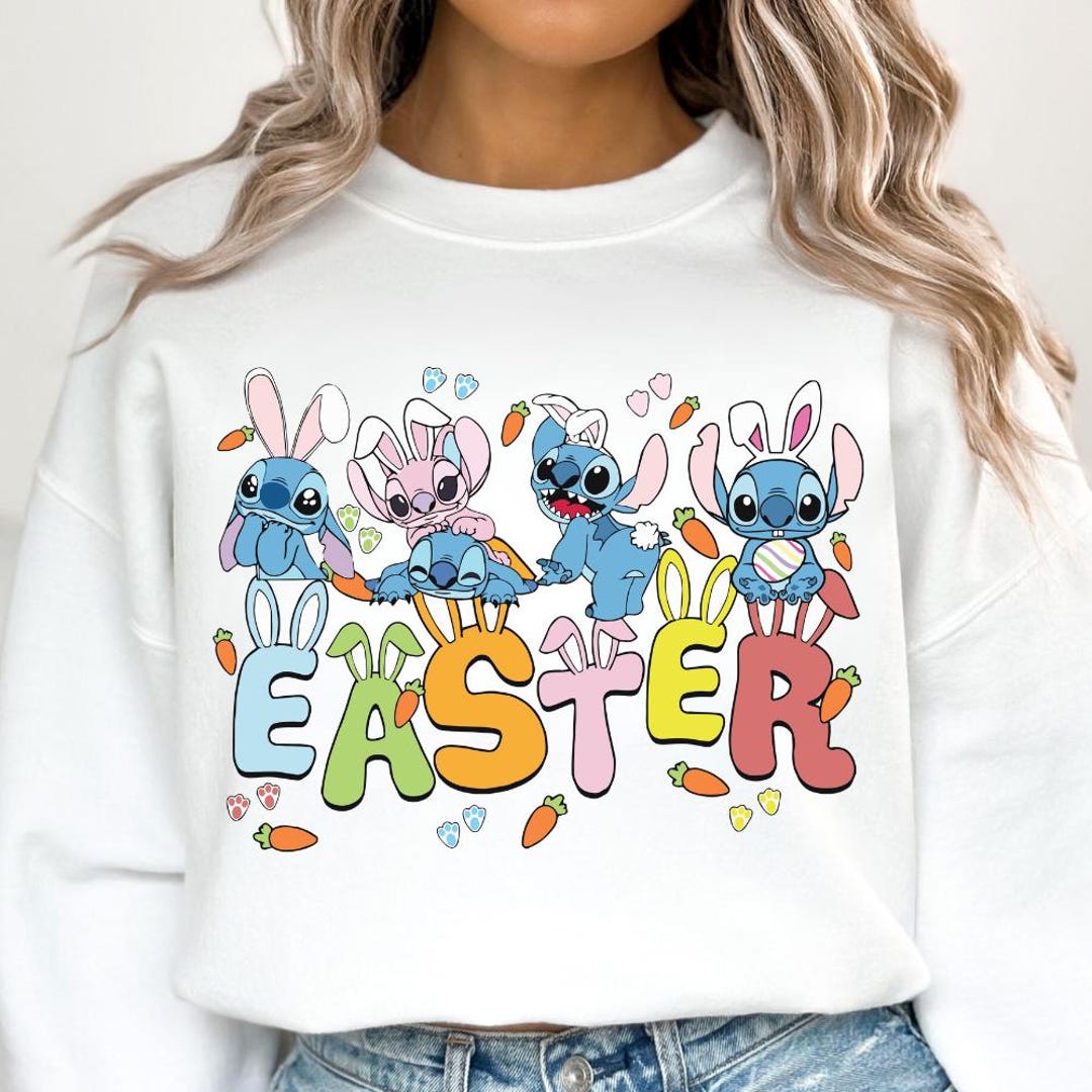 Stich Blue Alien Happy Easter Day, Easter Day Png, Blue Alien Funny Easter's Day Bundle, Tshirt ...