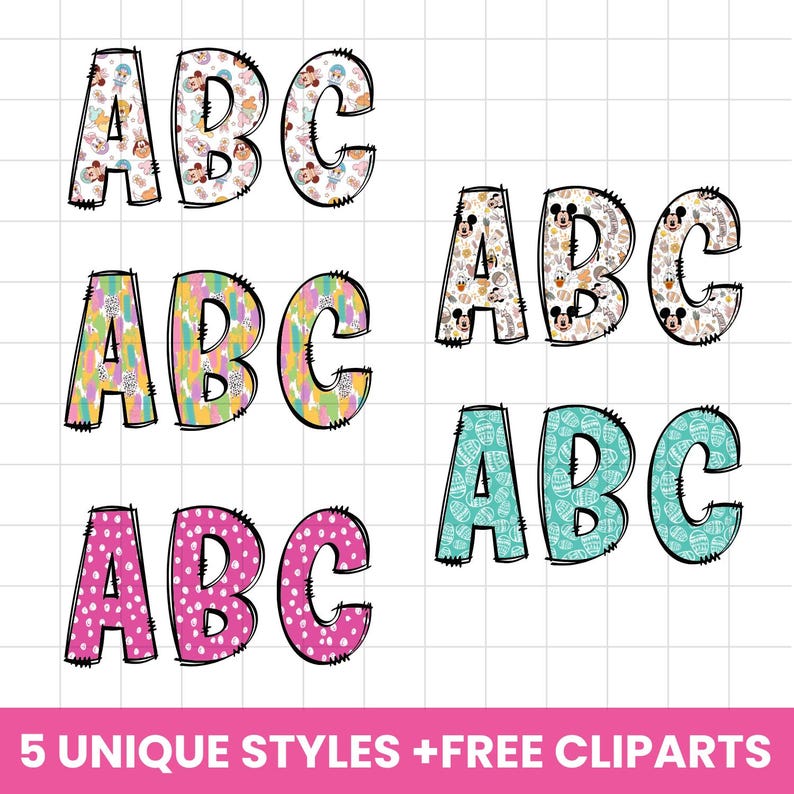Mikey Mouse Easter Alphabet Letters PNG Bundle, Mouse and Friends ...