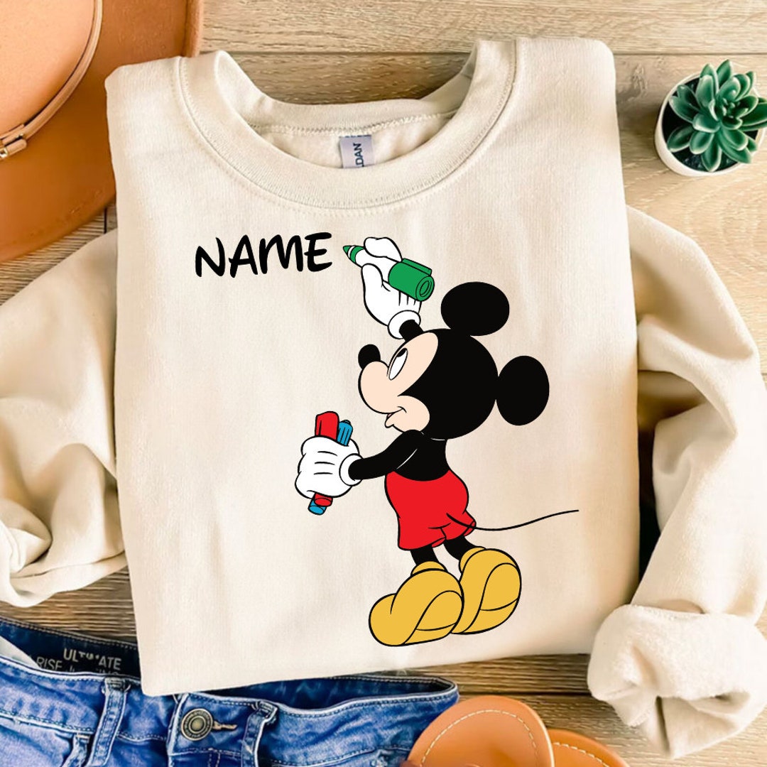 Mickeyy Mouse Writing Teacher Png, First Day of School Png, Mouse and ...