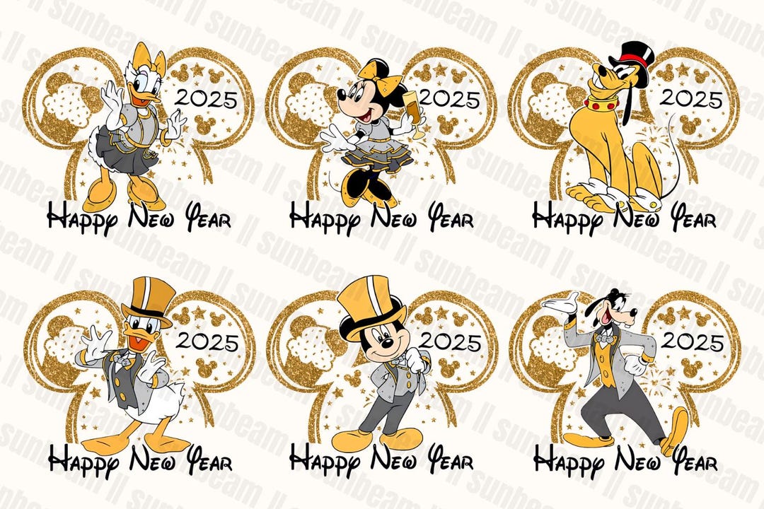 Micey Mouse Happy New Year 2025 PNG, Hello 2025 Png, Merry Christmas ...
