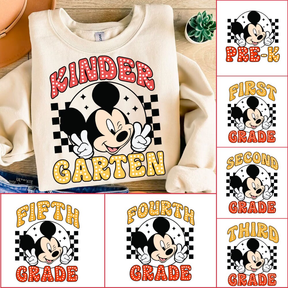 Retro Mickeyy Mouse Back to School Bundle, Kindergarten, First Day of ...