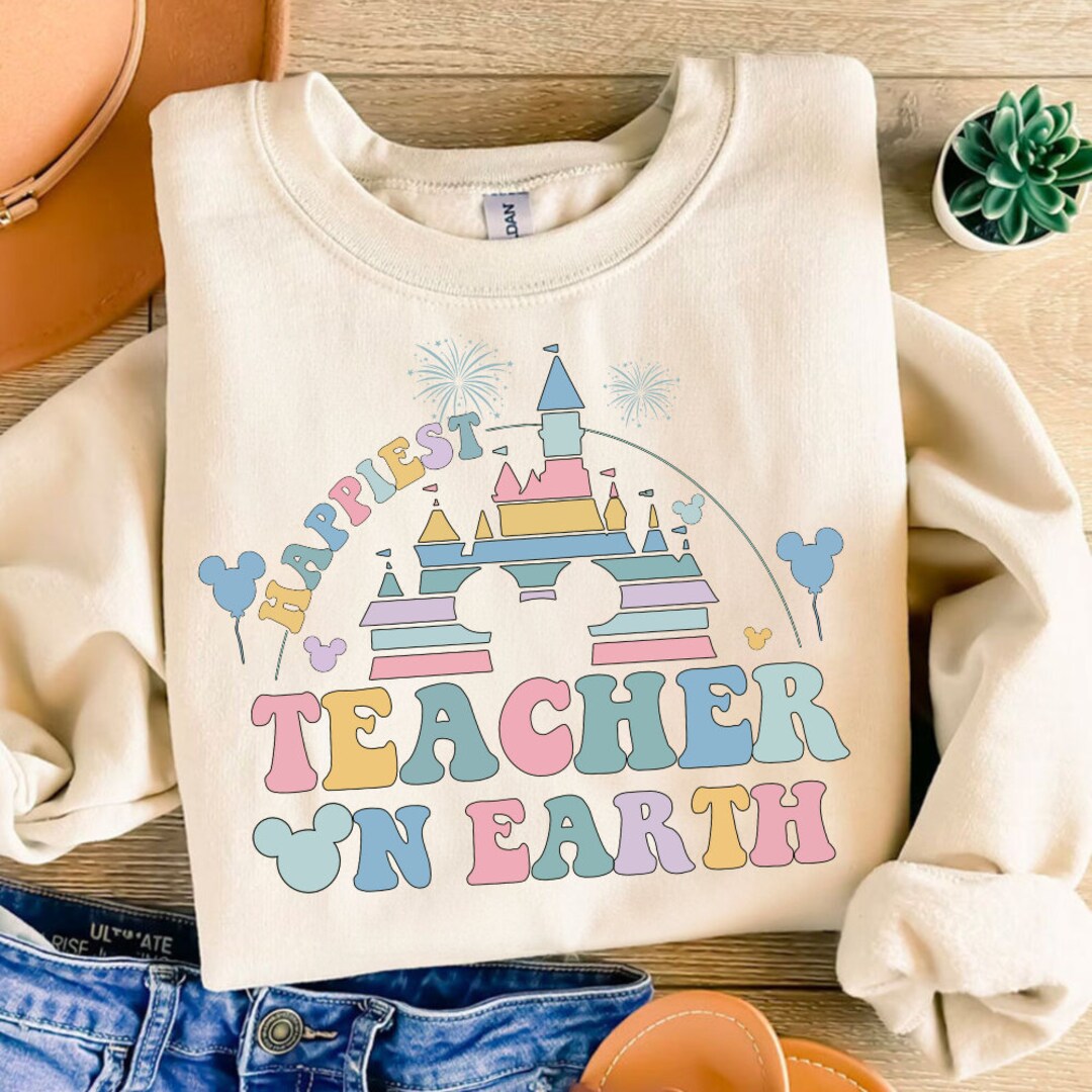 Mickeyy Mouse Happiest Teacher on Earth Png, First Day of School Png ...