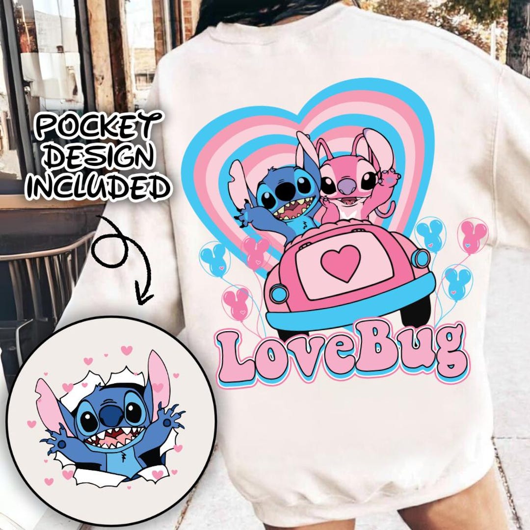 Blue Alien Stich and Angel Lovebug Png, Valentine Png, Layered Designs ...
