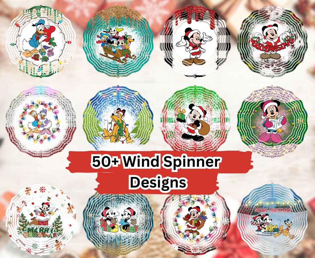 50+ Mickeyy Mouse Cartoon Christmas Wind Spinner Sublimation Design ...