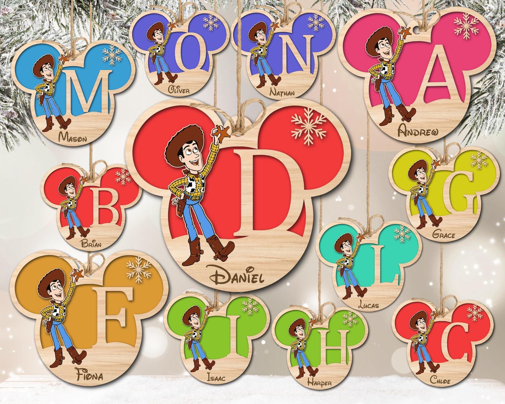 Personalized Cartoon Christmas Balls Svg Bundle, Monogram Alphabet ...