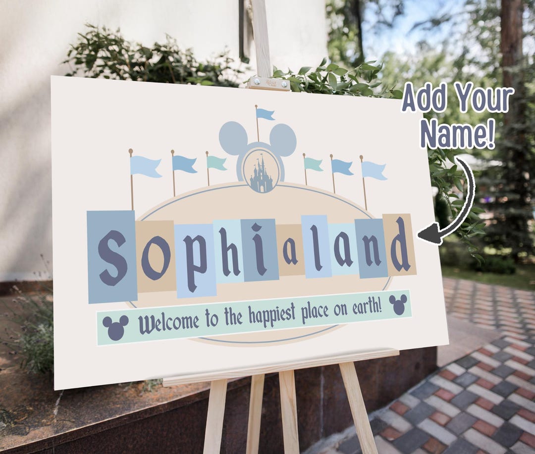 Editable Name Diseyland Sign Template, Happiest Birthday on Earth ...