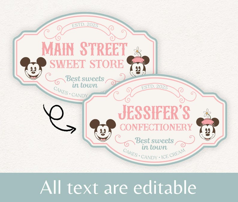 Printable Mikey and Mini Mouse Sweet Store Sign, Perfect for Any Disey ...