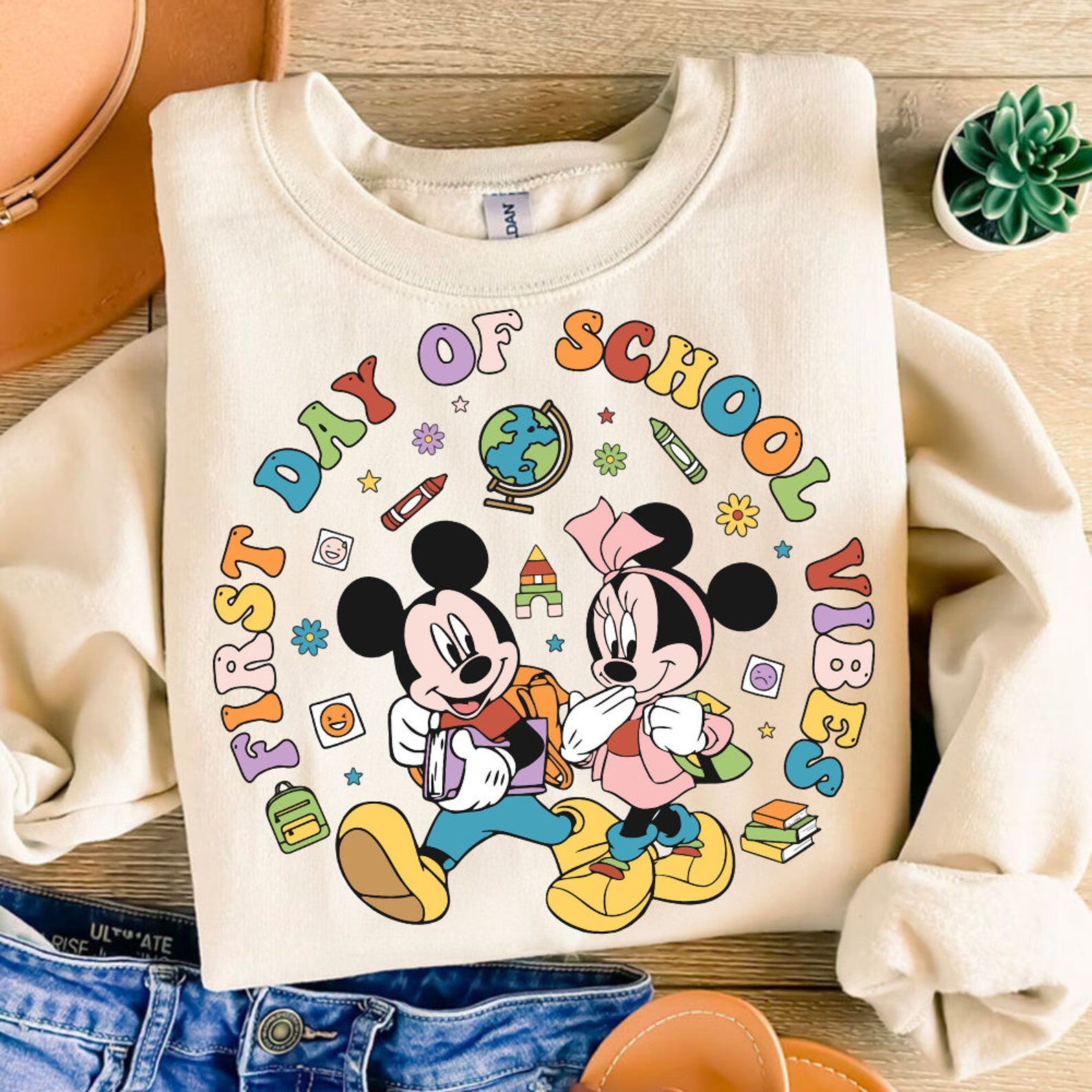Mickeyy Mouse First Day of School Vibes Png, First Day of School Png ...