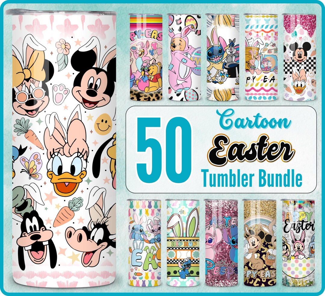 Cartoon Happy Easter Tumbler Design PNG, Cartoon Easter Tumbler Bundle ...