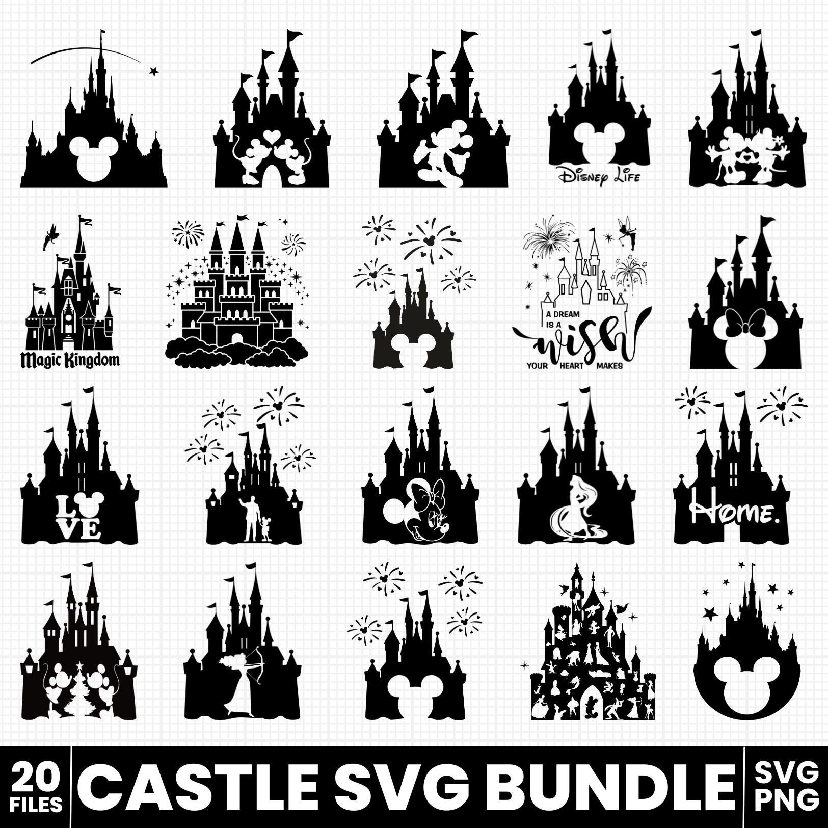 Paquete svg de castillo de ratón, clipart de castillo, ratón Mikey con ...