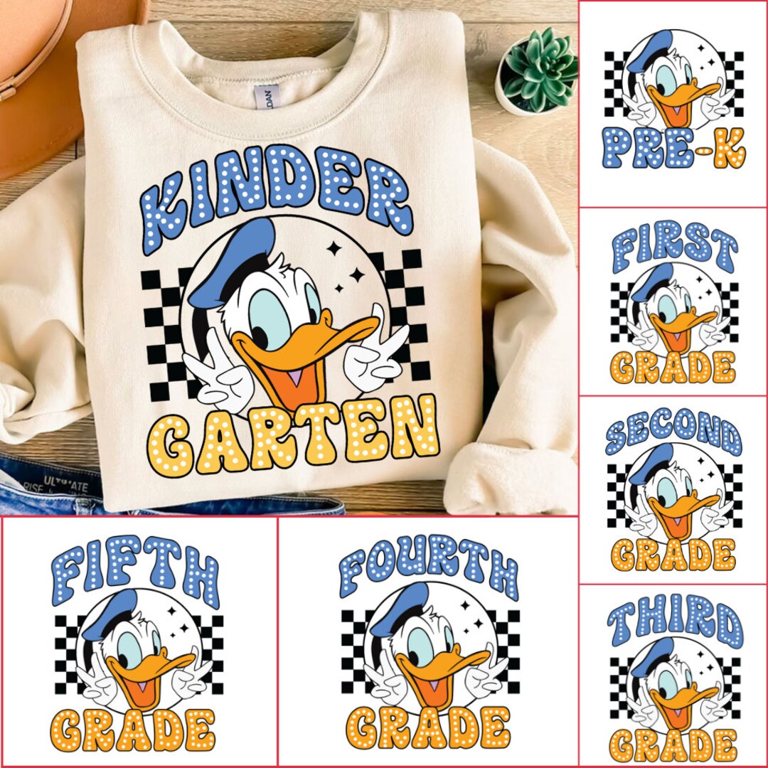 Retro Dis Ney Duck Back to School Bundle, Kindergarten, First Day of ...