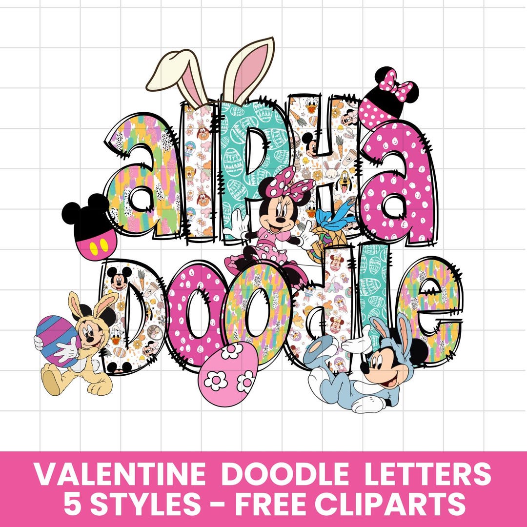Mikey Mouse Easter Alphabet Letters PNG Bundle, Mouse and Friends ...