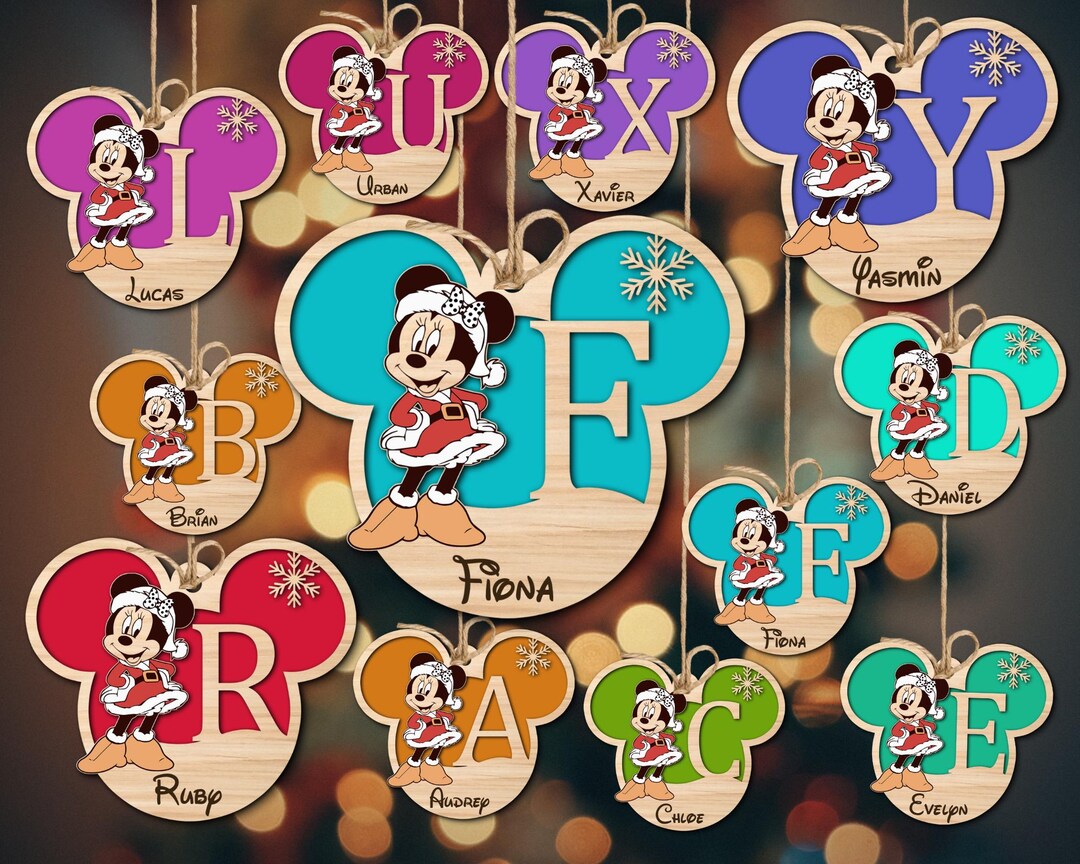 Personalized Minie Mouse Christmas Balls Svg, Monogram Alphabet Custom ...
